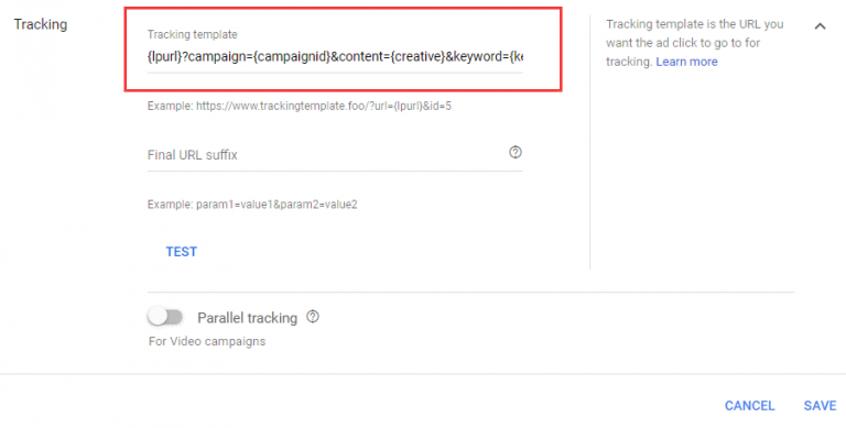 Adding the ValueTrack Tracking Template in Google Ads - Help Center ...