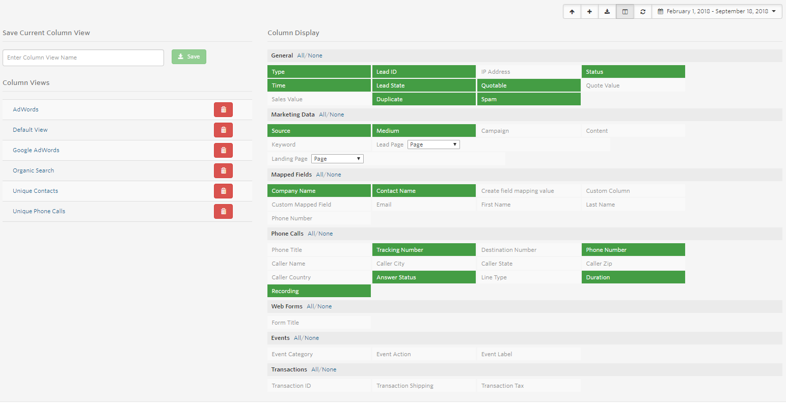 Creating and Saving Column Views